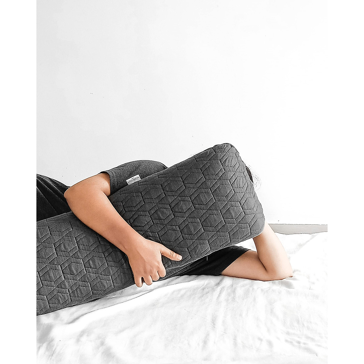 The White Willow Short Body Pillow Memory Foam Sleeping Soft Bed, Hug Pillow Insert for Sleeping & Side Sleeper (10W x 30L Inch) with Grey Zipper Cover Made from German Technology by BASF