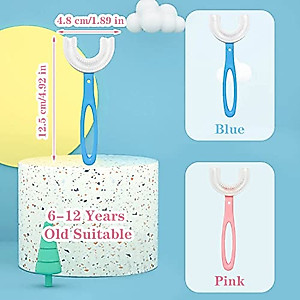 BIOSON 4 Packs Kids U Shaped Toothbrush with Silicone Bristles Massage Toddler Toothbrush, 360° All-Round Oral Cleaning Tooth Brush Whole Mouth U-Shaped Training Toothbrushes for Kids Childrens