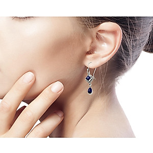 NOVICA Artisan Handmade Lapis Lazuli Dangle Earrings Sterling Silver India Blue Royal Classic Reflecting Pond Snorkel Birthstone [1.6 in L x 0.4 in W] ' Queen of Diamonds'