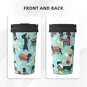 WANGXUEE Hot Dogs and Lemonade Print 500ml Stainless Steel Travel Tumbler Double Wall Vacuum Insulated Coffee Mug