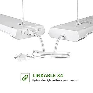 Lepro 4ft Linkable LED Shop Lights, 42W 4200lm Garage Ceiling Light Fixture, 4000K Neutral White, 250W Equivalent Surface Flush Mount or Hanging Workshop Bench Light with Plug and Pull Chain, 6 Packs