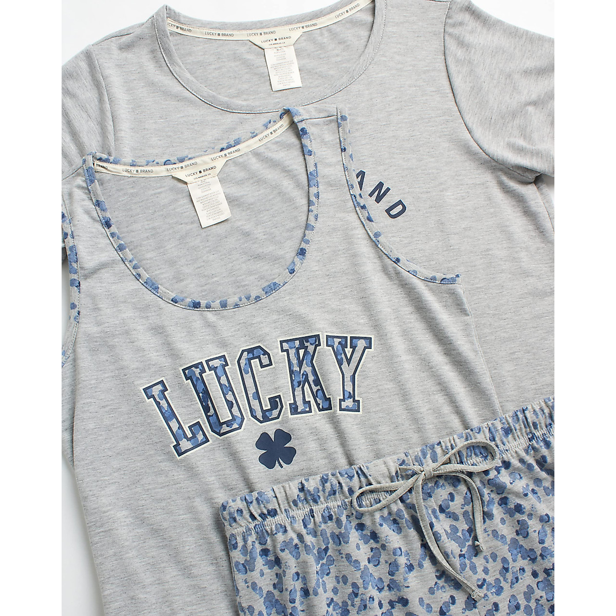 Lucky Brand Women's Pants Set, 3 Piece T-Shirt, Tank, Top, and Joggers, Casual Everyday Loungewear for Women (S-XL), Size Medium, Heather Grey