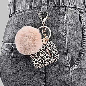 AIRSPO Airpod Case Airpods Case Cover for Apple AirPods 2&1 Silicone Protective Skin Cute Airpod Case for Girls with Pom Pom Fur Ball Keychain/Strap/Accessories (Leopard Print+Fur Ball)
