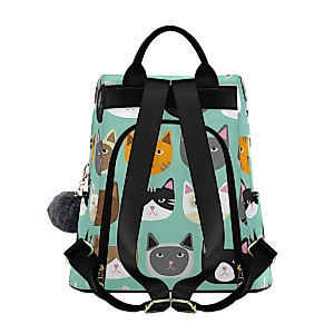 ALAZA Rainbow Cute Cat Faces Backpack Purse with Adjustable Straps for Woman Ladies