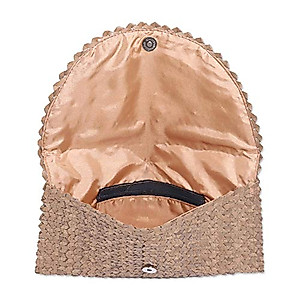 NOVICA Handmade Trance in Brown - Brown Palm Leaf Clutch Handbag, Polyester Lining and One Zip Pocket, Clutch Bag For Women Woven Purse Summer Beach, Christmas Gifts for Women