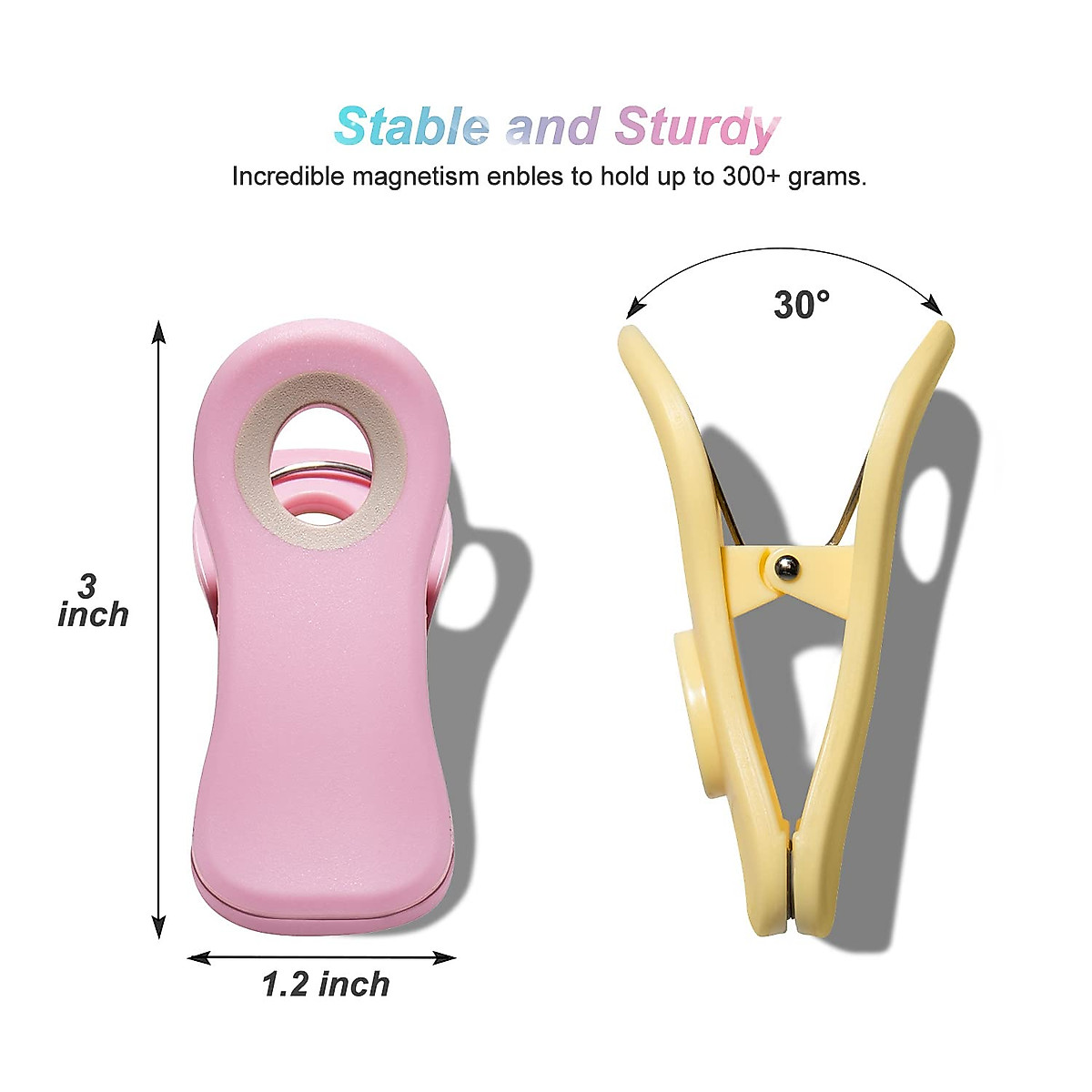 Hasanni Magnetic Clips - Food Clips, Chip Clips, Bag Clips for Food Storage with Air Tight Seal Grip for Bread Bags, Snack Bags and Food Bags (Pack of 10, Pastel Colors)