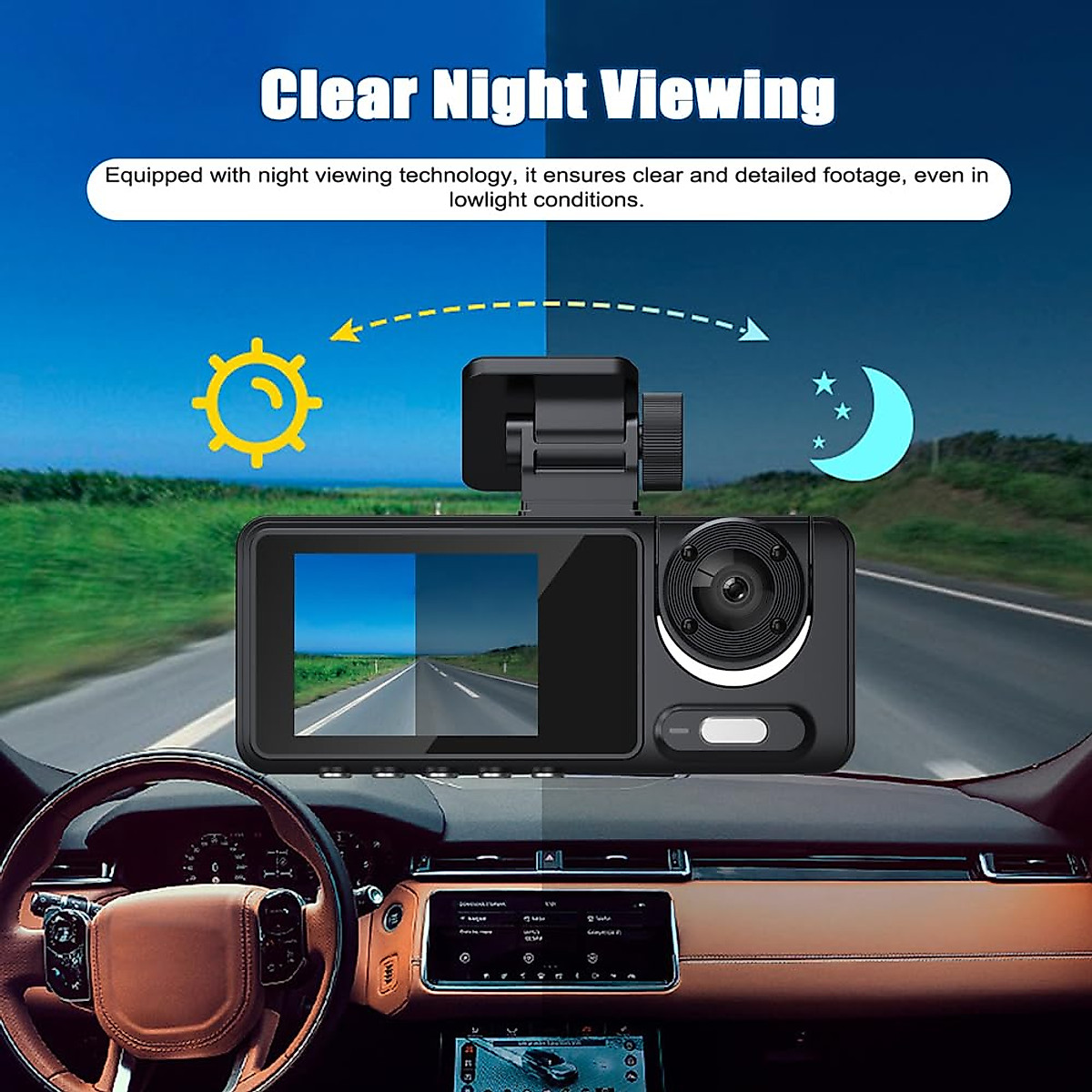 3 Cameras Dash Cam Multi-Language Clear Car Rearview Mirror Car Video Recording Camcorder Wide Angle Car Camera Recorder Auto ty Driving Recorder