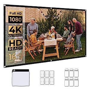 WEWATCH 120 Inch Projector Screen, Portable and Foldable Projector Screen, Double Sided Video Projector Screen for Indoor, Outdoor, Wrinkle Free
