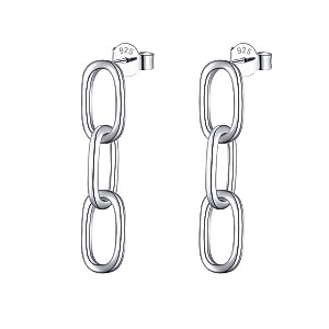 S925 Sterling Silver Cuban Link Chain Knot Paperclip Dangle Drop Earrings for Women Jewelry Gift