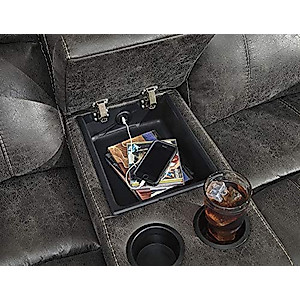 Signature Design by Ashley Dunwell Adjustable Power Reclining Loveseat with USB Charging, Gray