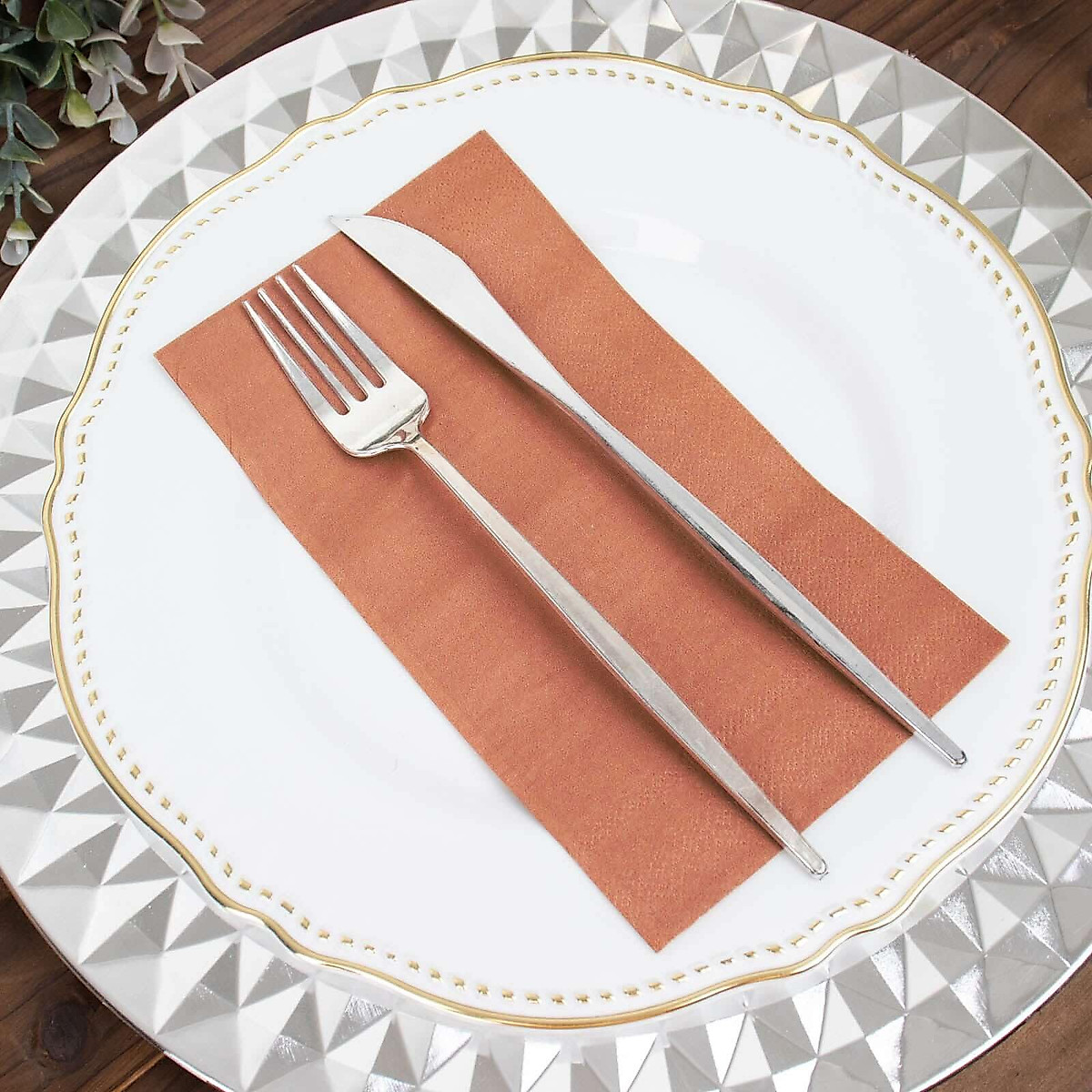 Tableclothsfactory 50 Pack | 2 Ply Soft Terracotta Dinner Party Paper Napkins, Wedding Reception Cocktail Beverage Napkins