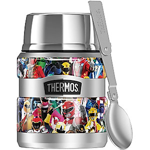 Power Rangers Crowd of Rangers THERMOS STAINLESS KING Stainless Steel Food Jar with Folding Spoon, Vacuum insulated & Double Wall, 16oz