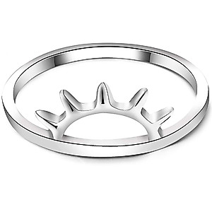 Jude Jewelers Stainless Steel Rising Sun Style Promise Statement Ring (Silver, 8)