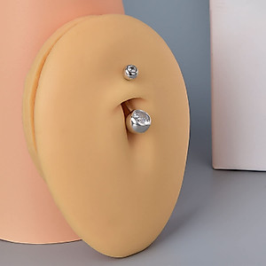 SILBERTALE Belly Button Rings 10mm Sterling Silver Belly Rings Curved Barbell Piercing Navel Rings for Women Men