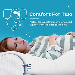 Snuggle-Pedic Long Body Pillow for Adults - Big 20x54 Pregnancy Pillows w/ Shredded Memory Foam & Bamboo Cooling Pillow Cover - Cuddle Pillow for Bed, Firm Maternity Side Sleeper Pillow Insert to Hug