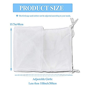 ASOCEA Extra Large Bird Cage Seed Catcher Guard Universal Birdcage Cover Nylon Mesh Net for Parrot Parakeet Macaw Lovebird African Grey - White (Not Include Birdcage) …