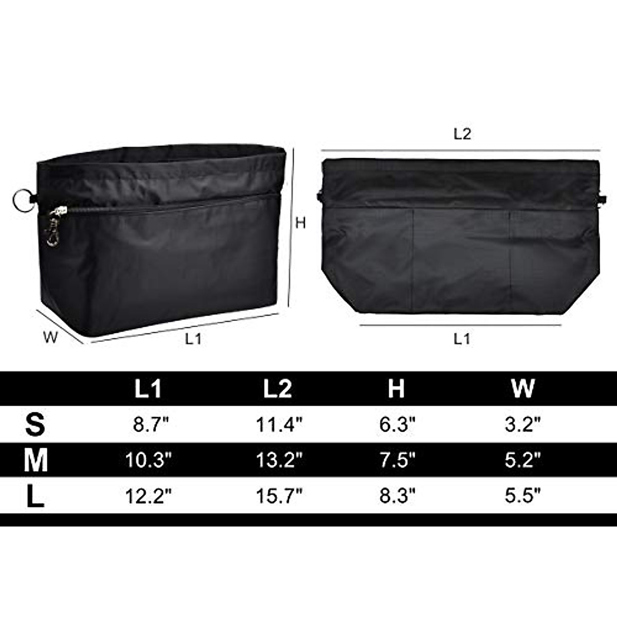 Vercord Purse Organizer Insert Bag Tote Handbags Pocketbook Inserts Organizers Zipper 11 Pockets Black Large