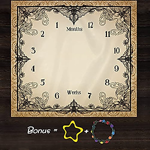 Bats Baby Monthly Milestone Blanket, 48x40in Soft Flannel, Gothic Style Backgrounds, Newborn Mom Gifts, Baby Shower Age Growth Tracker with Bonus Makers BTWYFS117