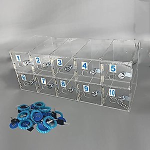 TWSOUL Cell Phone Locker Box, 10-Slot Clear Acrylic Box with Door Locks and Keys, Wall-Mounted Cell Phones Storage Cabinet Locker Box for Office Classroom