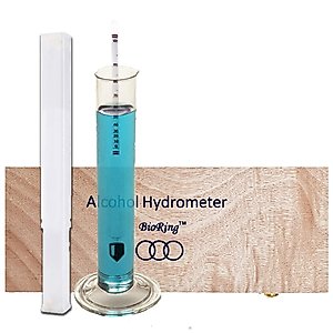 Alcohol Hydrometer Kit: Alocohometers 0-100% (ABV) Proof 0-200 Tralle 0-100, Glass Test Jar 100ml Acesseries Wood Box for Alcohol Products Distilled Moonshine Spirits Whiskey Brandy Liquor Test