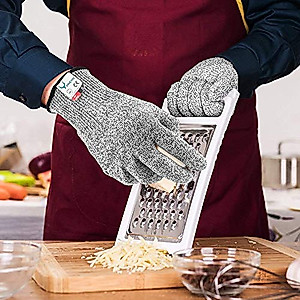 YINENN 2 Pairs (4 Gloves) Cut Resistant Gloves Food Grade Level 5 Protection,Kitchen Cut Gloves for Oyster Shucking,Fish Fillet Processing,Mandolin Slicing,Meat Cutting,Wood Carving-(XL)