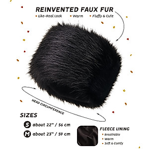 Futrzane Classic Cossack Hat - Faux Fur Hats for Women - Warm Furry Russian Hat (M, Black Classic)
