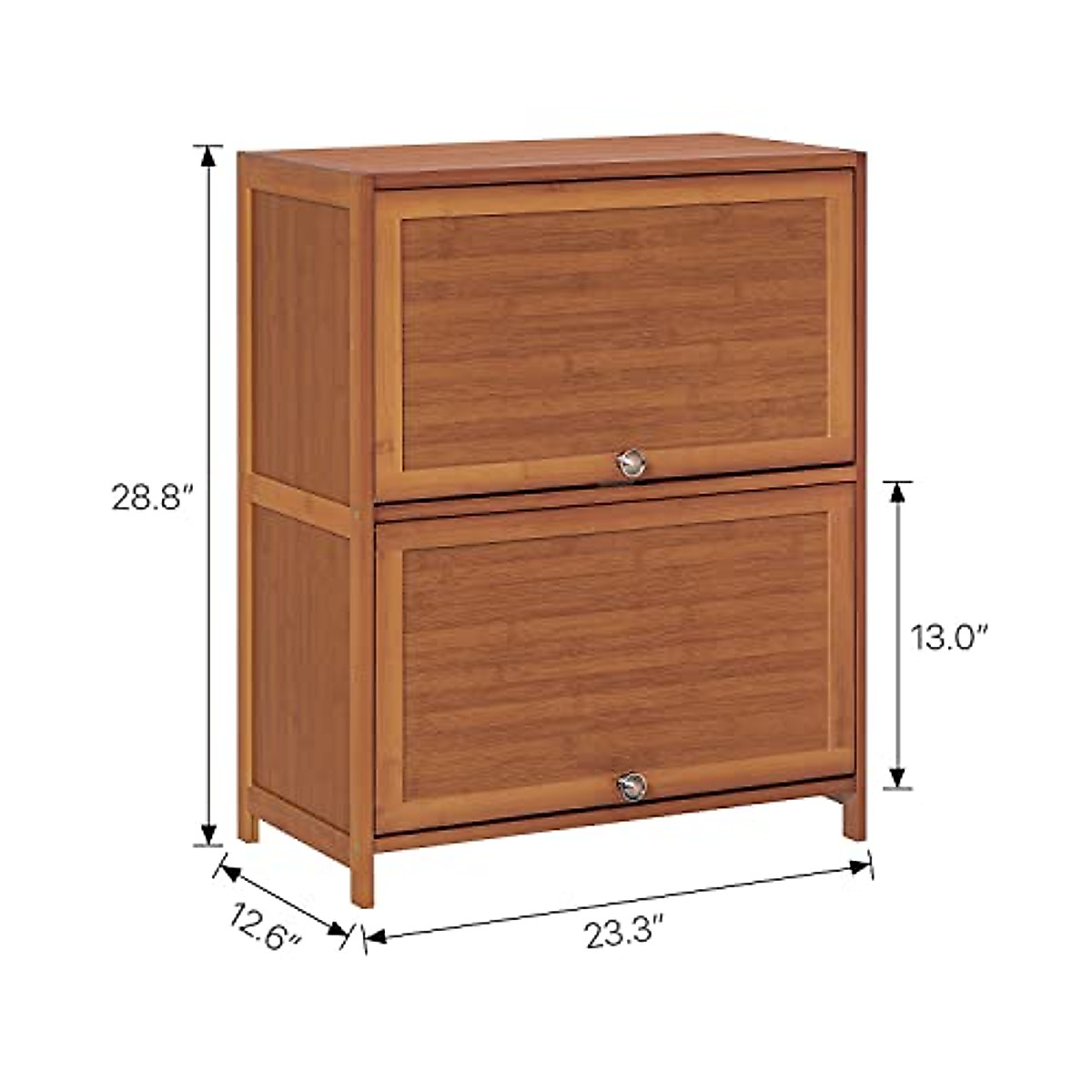 MoNiBloom 4 Tier Shoe Cabinet, Bamboo Free Standing Shoe Shelf Storage Rack with Flip Doors for 9-12 Pairs Home Entryway Hallway Office Bedroom, Brown