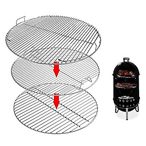Uniflasy 7436 Upper Cooking Grate, 85041 Lower Grate, 63014 Charcoal Grate for Weber Charcoal Grill 22 Inch Smokey Mountain Cooker, 22" Charcoal Smoker Parts, 2 Cooking Grate and 1 Charcoal Grate