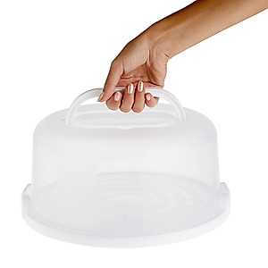 Juvale Round Cake Carrier with Lid and Handle, Dessert Container for Pie, Cupcakes (12 x 5.9 In)