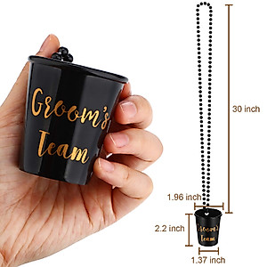Maitys 12 Pieces Team Plastic Beaded Bridal Shot Glass Necklace with Gold Foil for Bachelor/Bachelorette Party Necklace(Stylish)