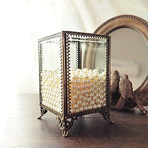 PuTwo Makeup Organizer Vintage Make up Brush Holder with Free White Pearls - Small