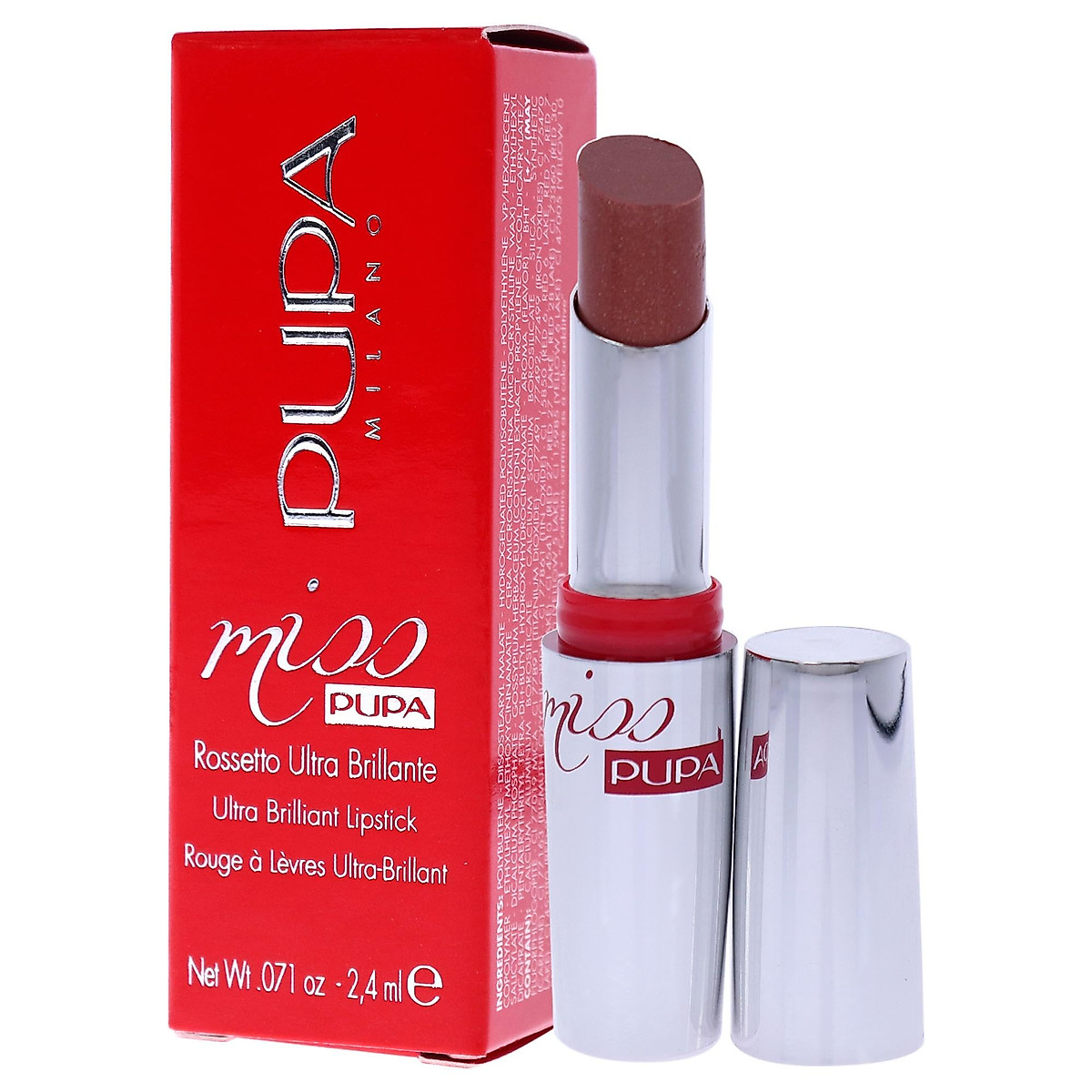 Pupa Milano Miss Milano Lipstick - Creamy, Ultra Pigmented Color For Lips - Nourishing Formula - Crystal-Effect Lipstick - Ultimate Boost Of Volume And Hydration - 600 Champagne - 0.071 OZ