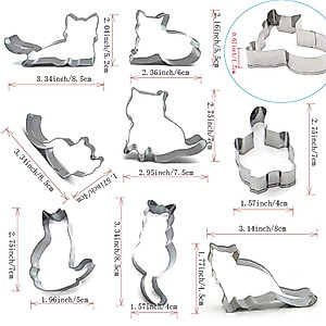 8 PCS Cat Cookie Cutter Set Stainless Steel Cat cookie cutters shapes Candy Food Molds by Baryuefull