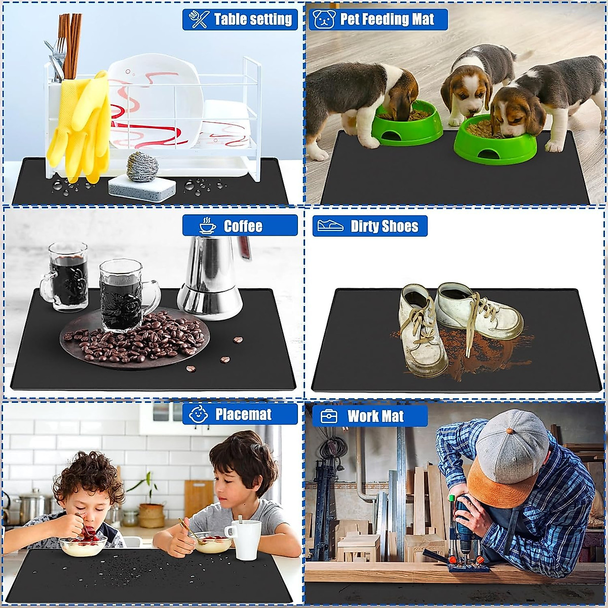 HOUSEASSIST Mini Fridge Silicone Mat with Raised Edges 24" x 24" Water Leakage Moldy and Floor Damage for Elecrical Equipment Such as Washing Machines Dryer Mini Fridge