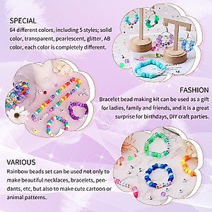 QUEFE 2350pcs, 64 Colors, Pony Beads for Bracelet Making Kit, Rainbow Kandi Beads Friendship Bracelet Kit, Letter Beads and Elastic Strings for Bracelet Necklace Making, Craft Gifts Set for Girls