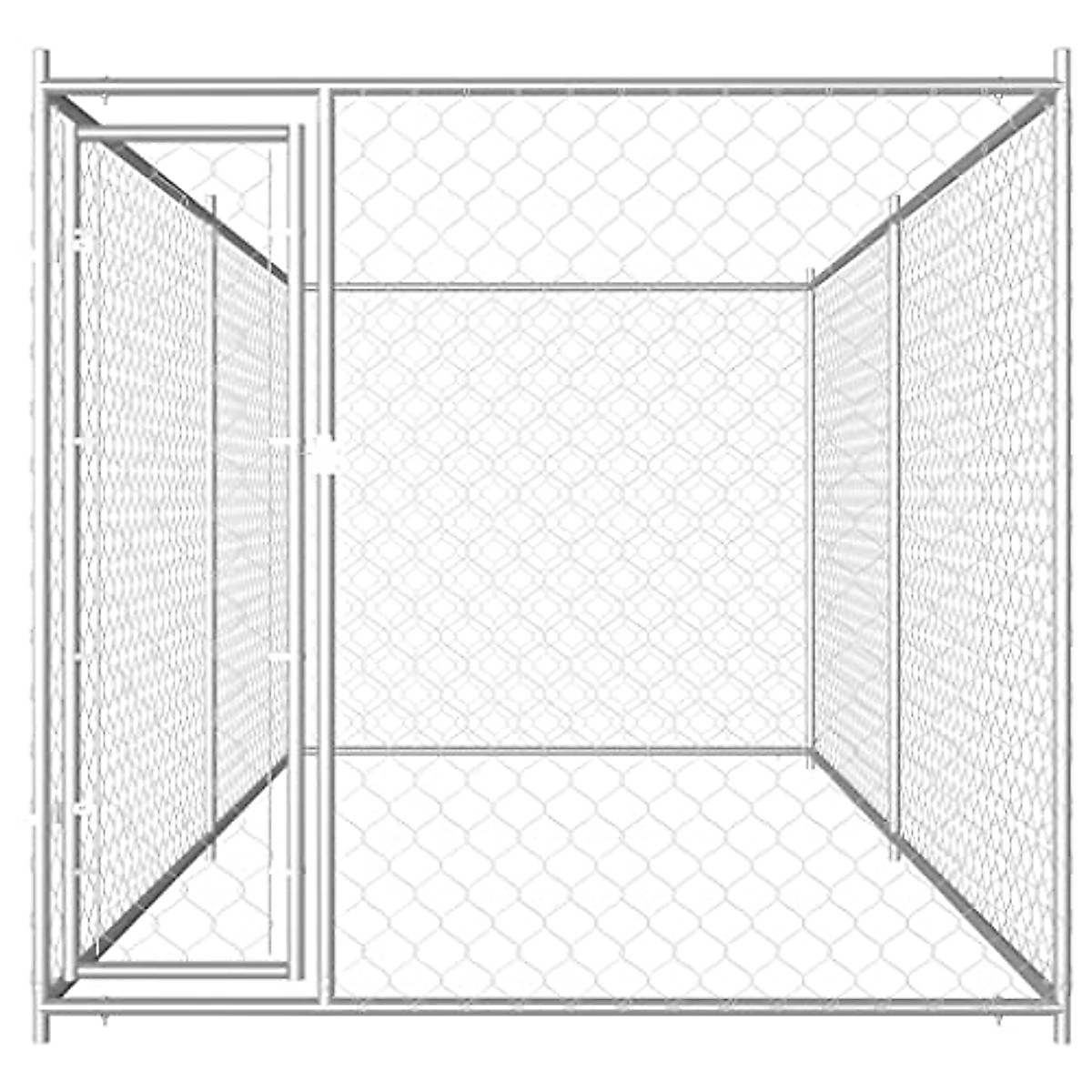 vidaXL Outdoor Dog Kennel Dog Pet House Playpen Animal Dog Supply Enclosure Fencing Panel Metal Weather-resistant Easy to Assemble 150.4"