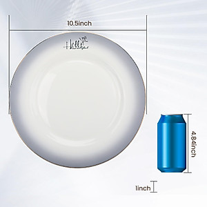 Wpslnwo Fine Bone China Dinner Plates,10.5-inch Smoky Gray Sradient Rendering Plates 24k Gold-plated Dinnerware Sets,Elegant Artworks,Suitable for Families with Taste,with Gift Box Packaging