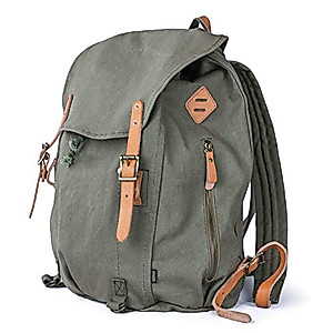 Gootium Canvas Backpack - Vintage Military Rucksack Travel Dayack, Green