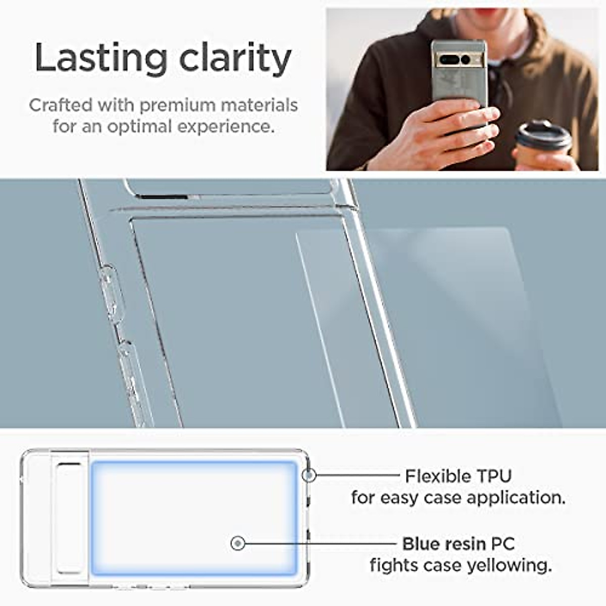 Spigen Ultra Hybrid [Anti-Yellowing Technology] Designed for Pixel 7 Pro Case (2022) - Crystal Clear
