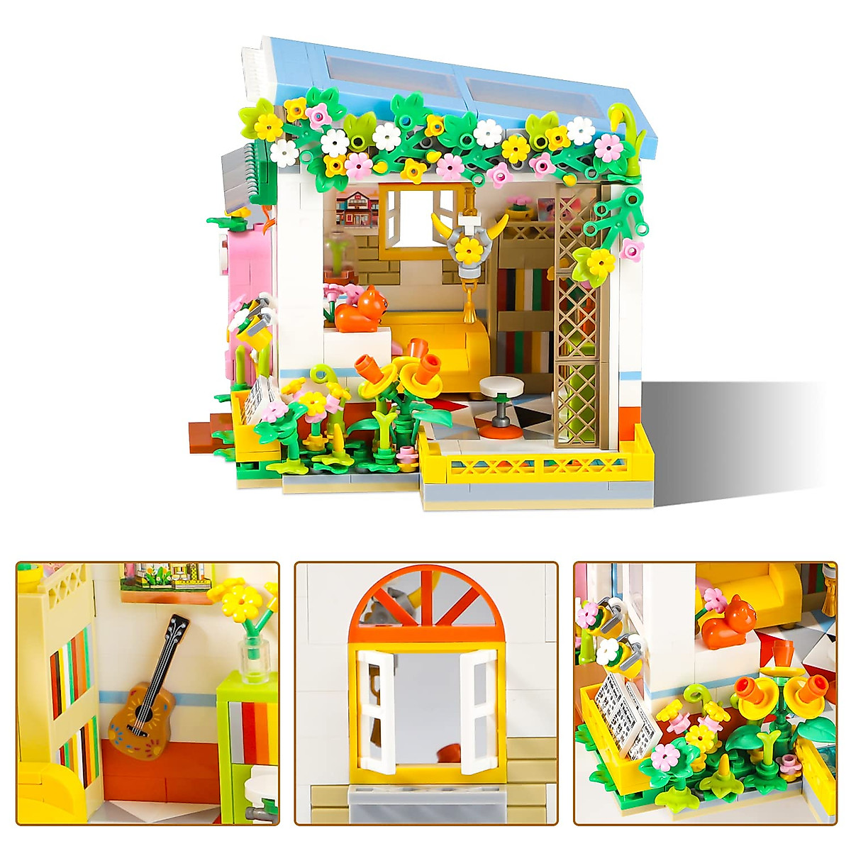 PinkBee Friends Flower House Building Block Sets, Girls Mini Greenhouse Apartment Dreamhouse Study Reading Room Bricks Kit Christmas Xmas Gifts for Adults Kids 8+ 8-12 6-12 7-9 (618 PCS)