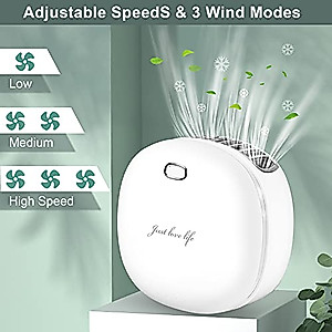 BINWO Mini Handheld Fan With Lanyard, USB Rechargeable necklace fan, Speed Adjustable Personal Portable Fan for Kids Woman Camping Outdoor Home Office Travel-White