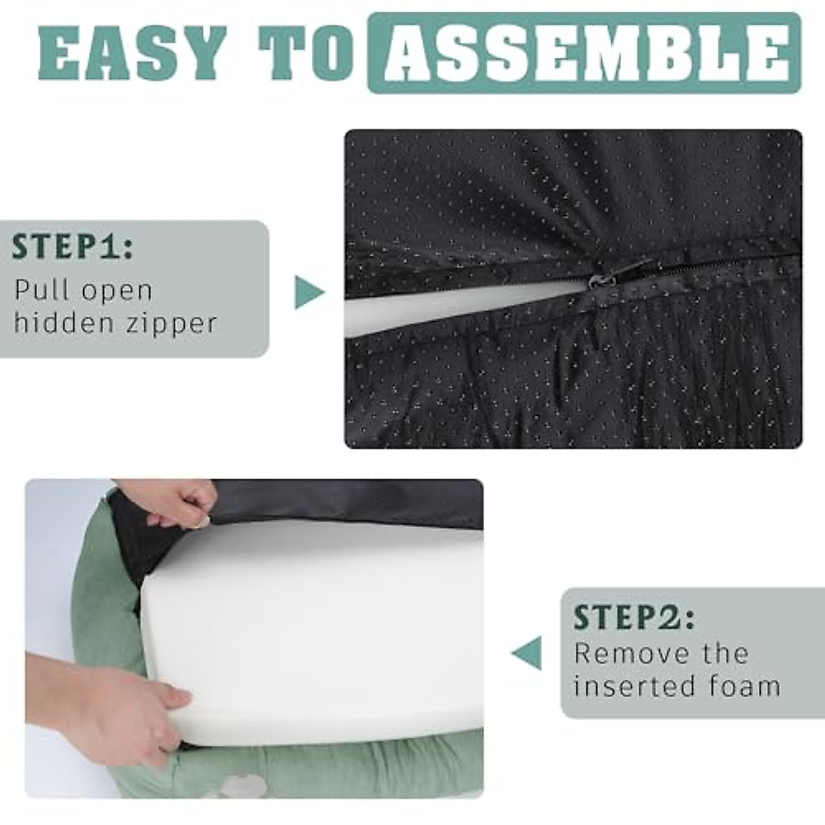 Kphico Pet Bed,25 Inch Rectangle Dog Bed with Non-Slip Bottom and Supportive Side Wall,Removable Washable Side Square Dog Bed for Indoor Medium Dog and Large Cats-Beige Green