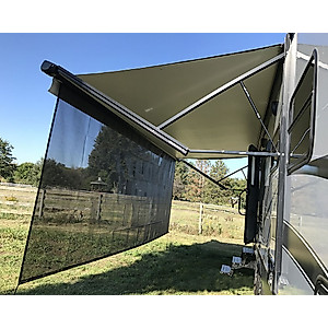 Tentproinc RV Awning Sun Screen Shade 8' X 16' 3'' Black Mesh Sunshade Complete Kits Motorhome Camping Trailer UV SunBlocker Canopy Shelter - 3 Year Warranty