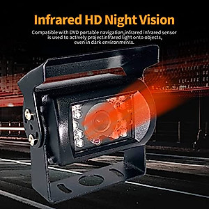 Waterproof IP68 Car Rear View Reverse Backup Camera 18 LED CCD IR Night Vision Car Rear View Reversing Parking Backup Camera for 12V 24V Bus Truck Trailer RV Pickups Motorhome Vehicle +10m RCA Cable