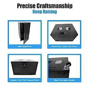 RAISING ELECTRONICS 22U Wall Mount Network WiFi Server Cabinet Rack Enclosure Ventilated Door Lock 22.75inch Depth