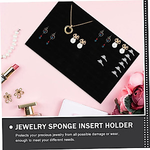 Holibanna 2pcs Box Jewelry Sponge Pad Jewelry Trays Earring Sponge Tray Ring Earring Display Pad Jewelry Insert Mat Black Necklaces Sponge Earring Display Holder Props Accessories