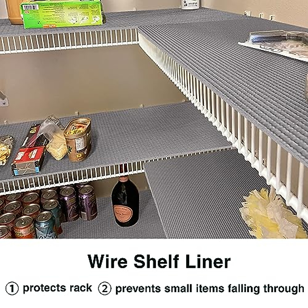 BUTJIJV Thicken Shelf Liner for 12 inch Wire Shelving - (5mm Thick) 11.4×98 Inch, Heavy Duty Wire Shelf Liner, Strong Grip, Non-Slip, Easy to Cut Drawer Liner