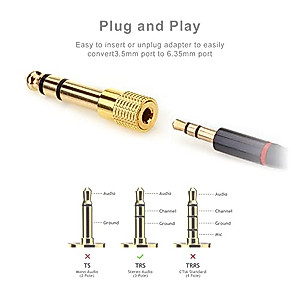 NANYI 4PCS 1/4'' to (1/8'') 3.5mm Stereo Headphone Adapters for Audio Connector, 3.5mm Female to 6.35mm Male Jack Plug Stereo Adapter for Headphone Adapte