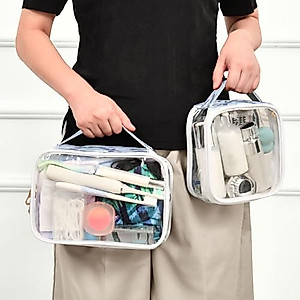 senya Clear Toiletry Bag,Travel Makeup Cosmetic Bag Carry on Airport Airline Compliant Bag Purple Dragonfly for Women Men