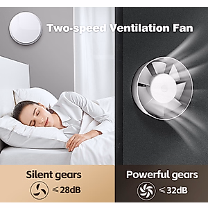 SBONNI Bathroom Exhaust Fan with Light, Upgraded Two Way Bathroom Vent Fan Light with Remote Control 90 CFM 0.3Sones Energy-Saving Household Ventilation Fans, Ceiling Wall Mount for Kitchen Garage